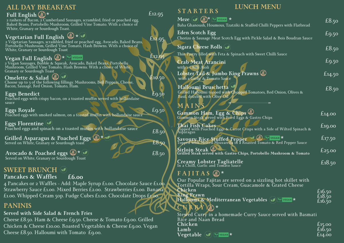 Daytime Menu - From Eden