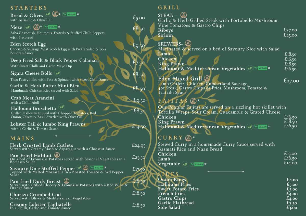 Evening Menu - From Eden